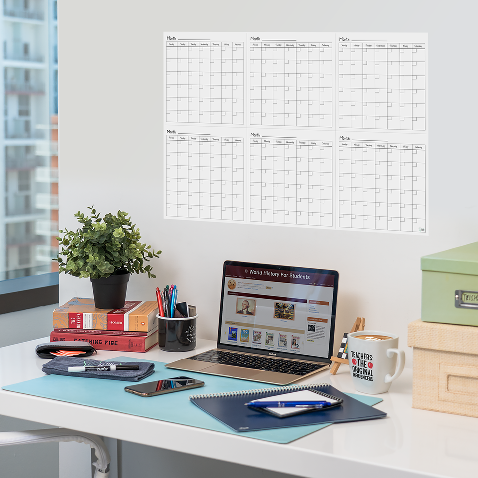 Peel & Stick Dry Erase Whiteboards -Think Board Dry Erase Calendar